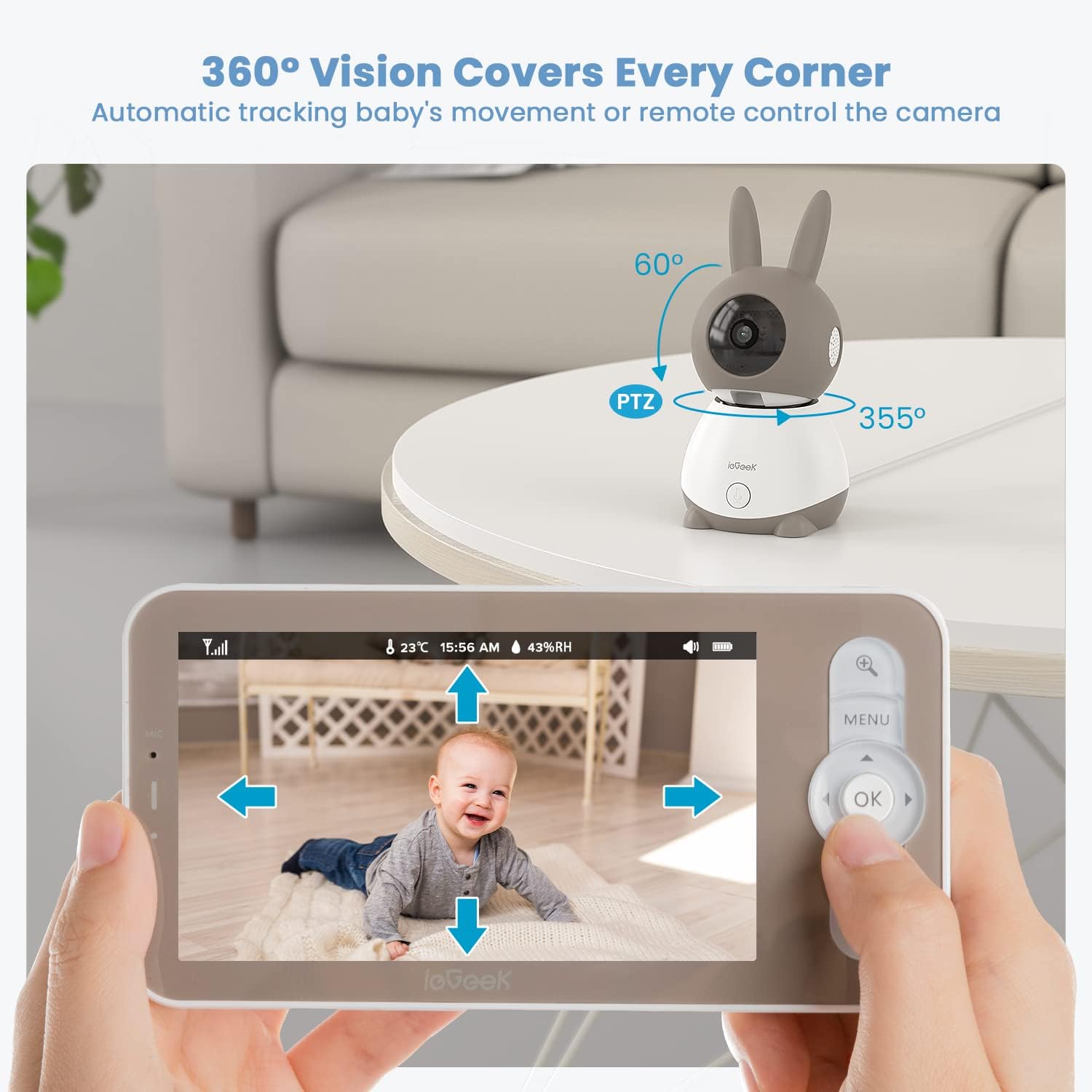 Baby 1T Baby Monitor | 5" Display with Dual Camera Support – ieGeek