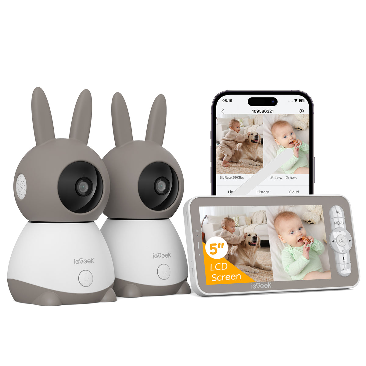 ieGeek Baby 1T - 2K WiFi Baby Monitor with Motion & Cry Detection