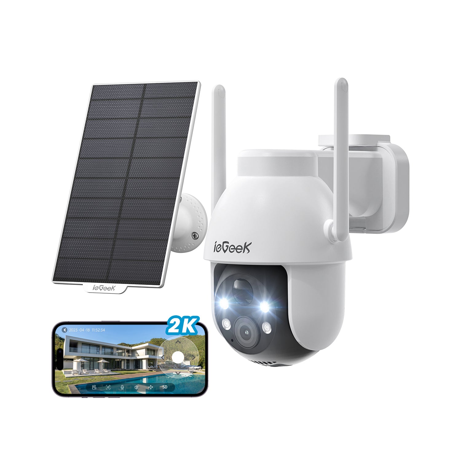 ZY-C2 Solar Powered Camera with Panel | 2K Wire-free – ieGeek