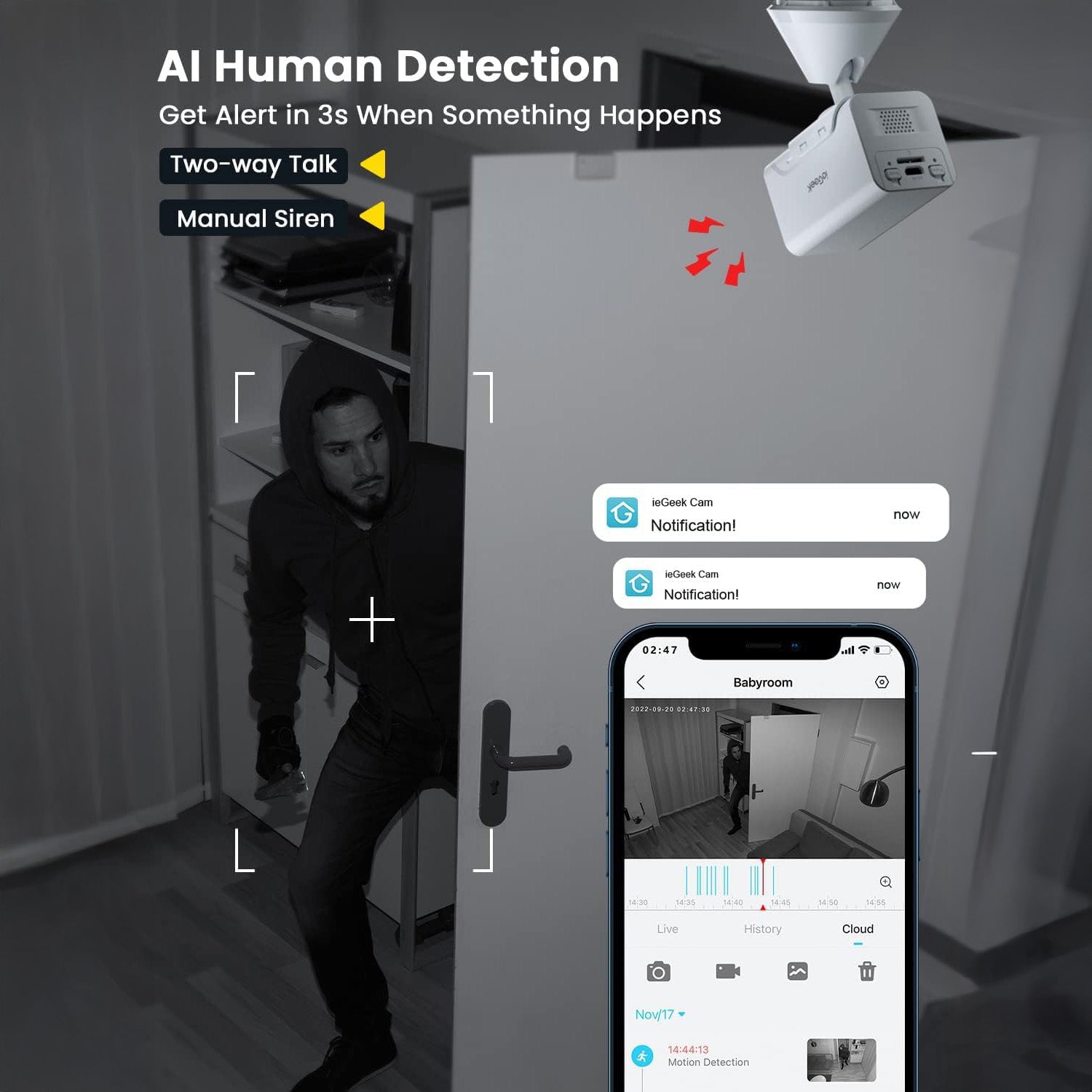 ZS-GX7S Indoor Security Camera | 2K Wireless Monitoring – ieGeek